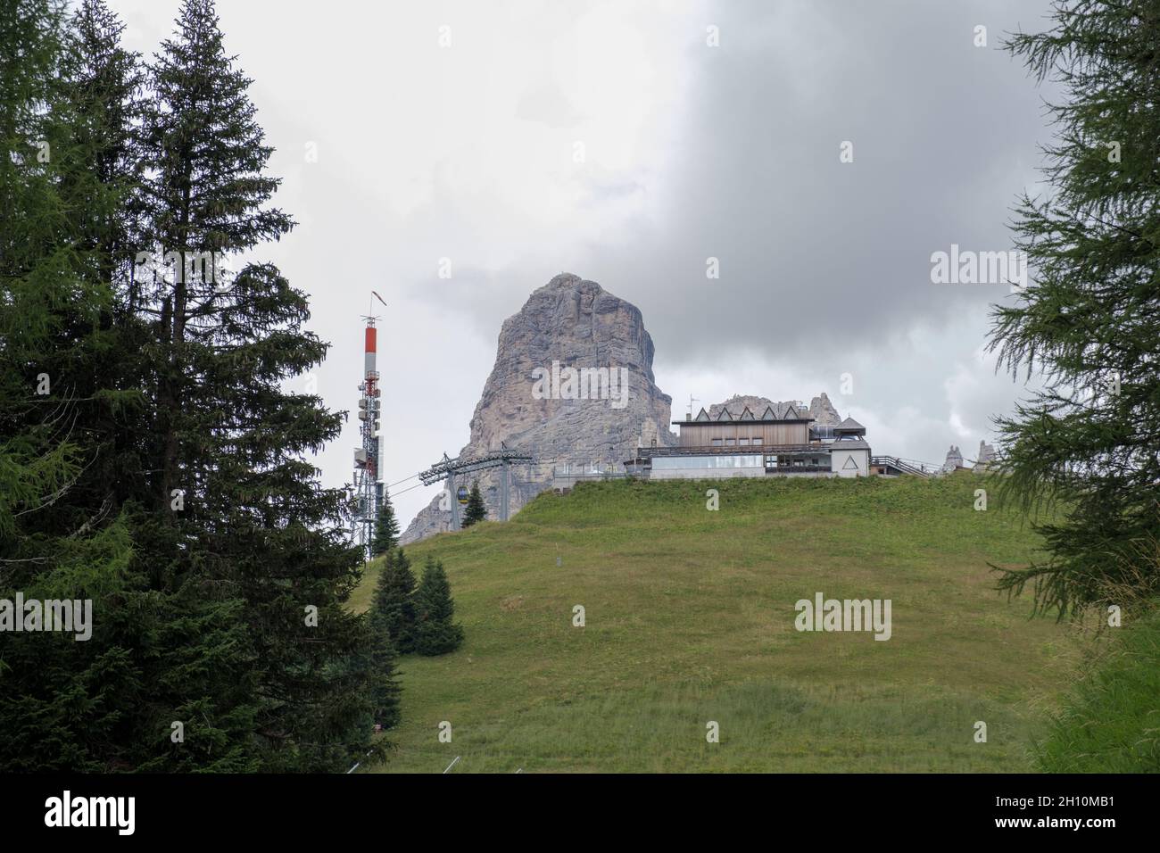 Corvara - August : Dolomites mountain's landscape with cable car Stock ...
