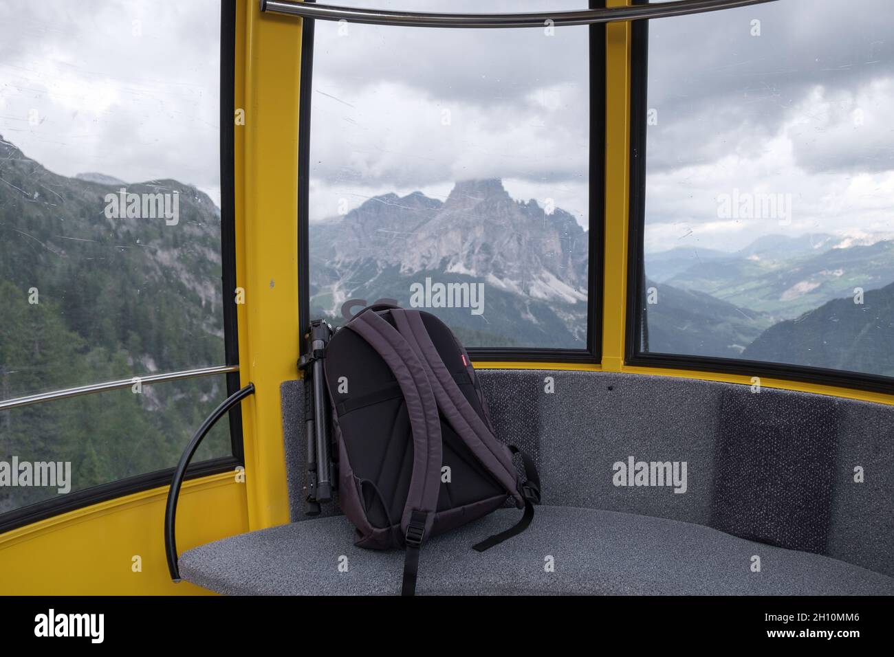 Corvara - August : Dolomites mountain's landscape with cable car Stock ...
