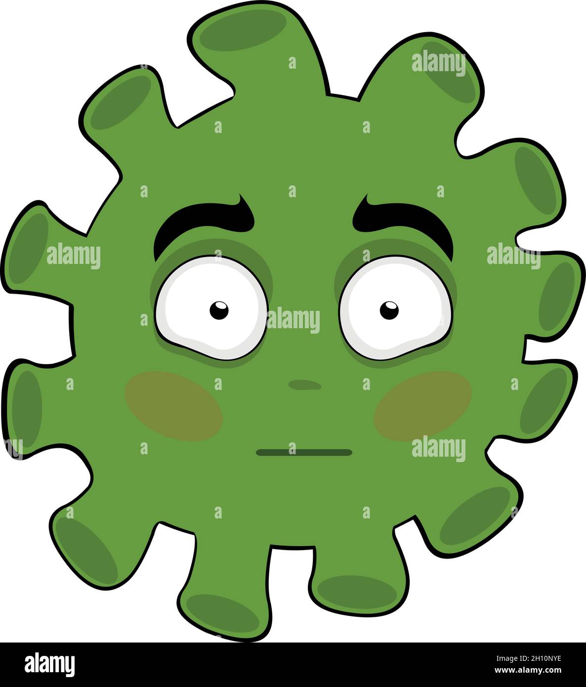Vector emoticon illustration of a cartoon microbe, virus or bacteria ...