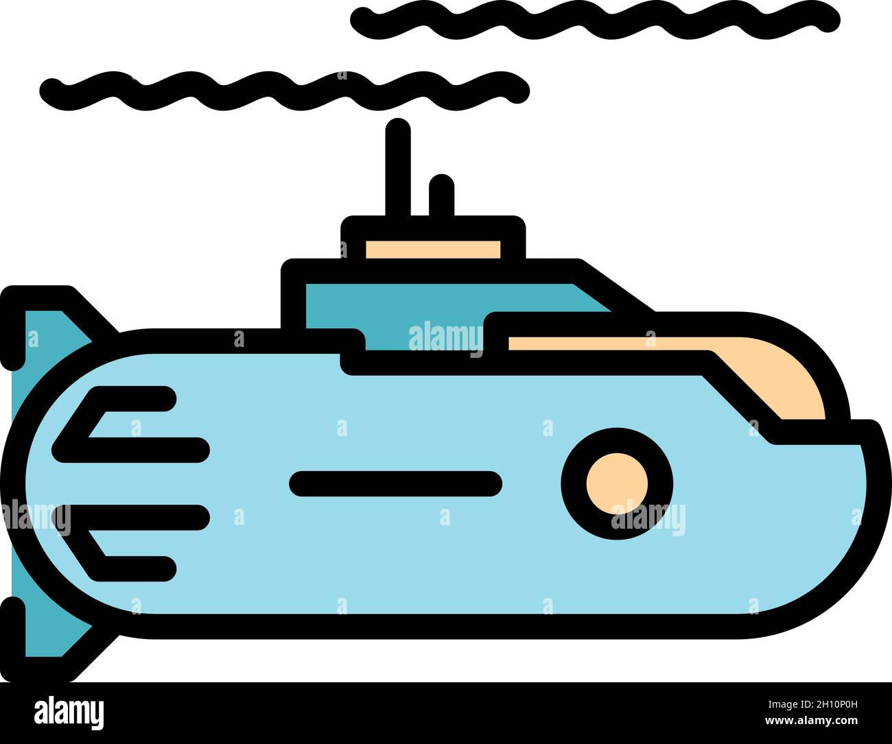 Nuclear submarine icon. Outline nuclear submarine vector icon color ...