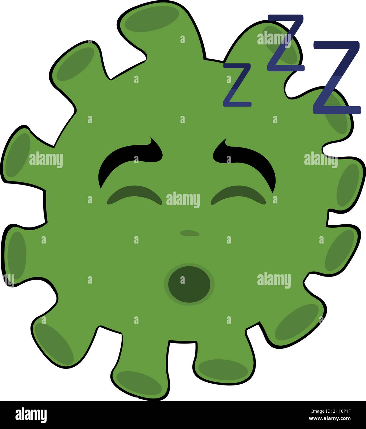 Vector illustration of cartoon sleeping bacteria, virus or microbe ...