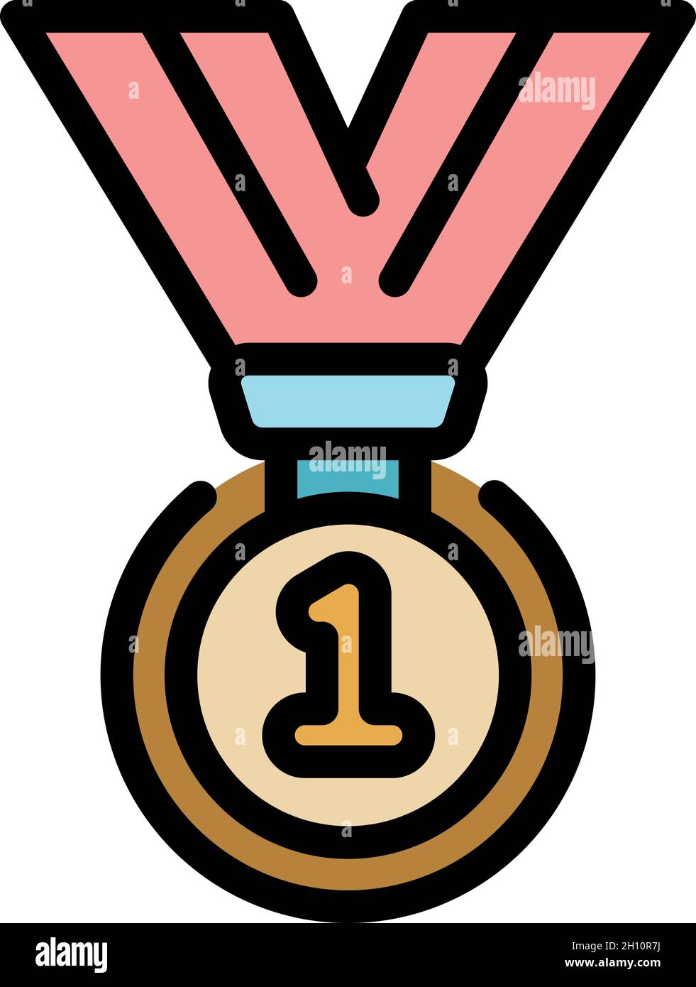 First medal icon. Outline first medal vector icon color flat isolated ...