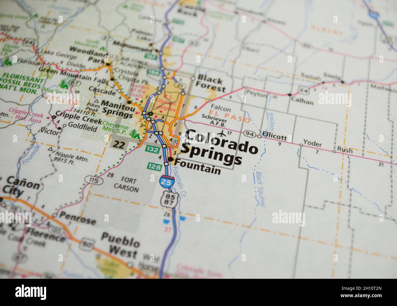 Map of the city of Colorado Springs, CO Stock Photo - Alamy