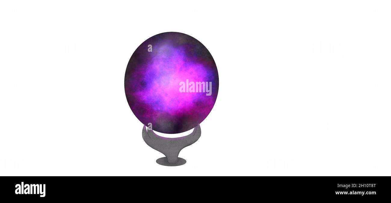 Purple glowing crystal ball isolated Stock Photo - Alamy