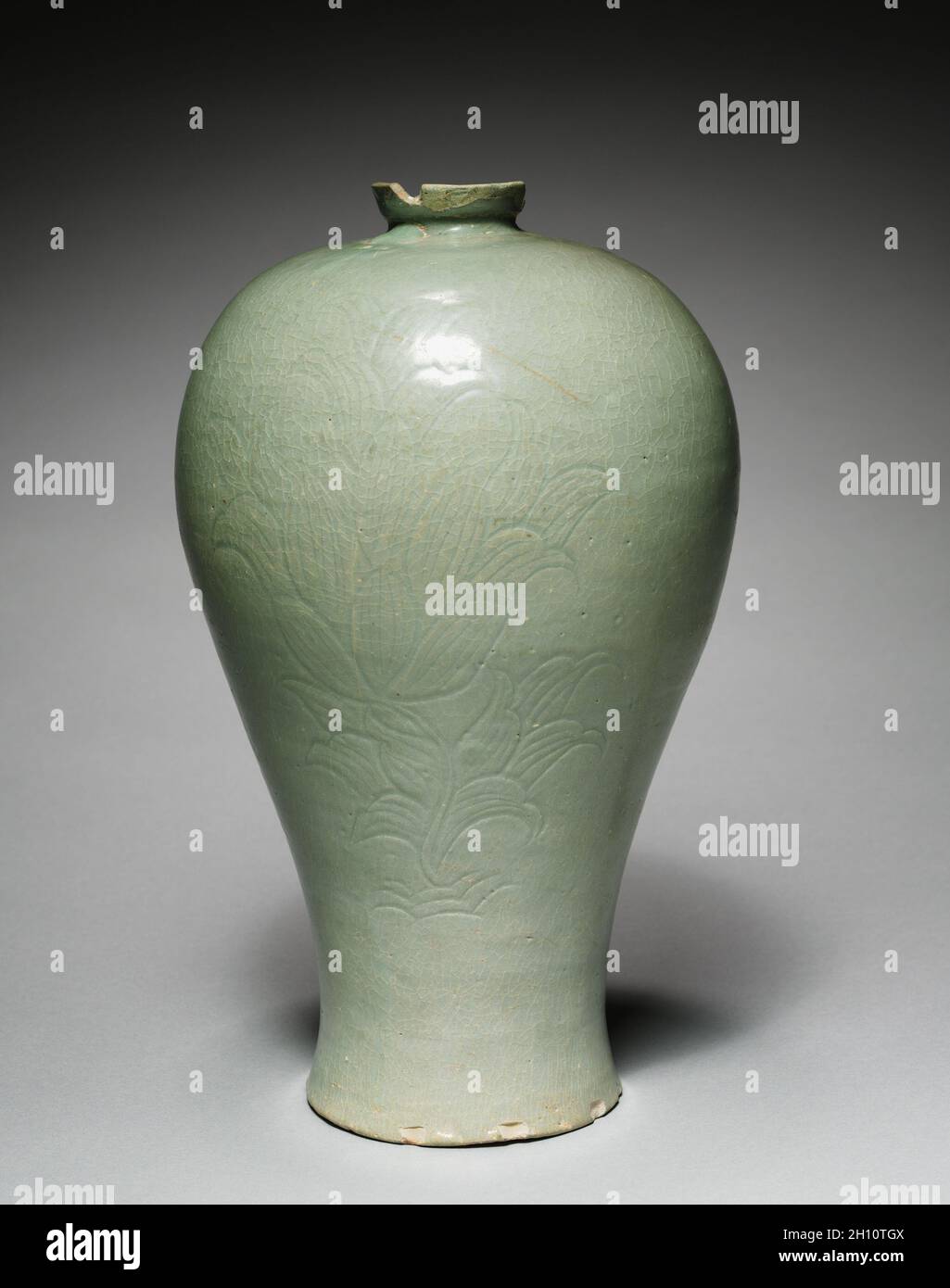 Prunus Vase with Incised Peony Design, 1100s-1200s. Korea, Goryeo ...