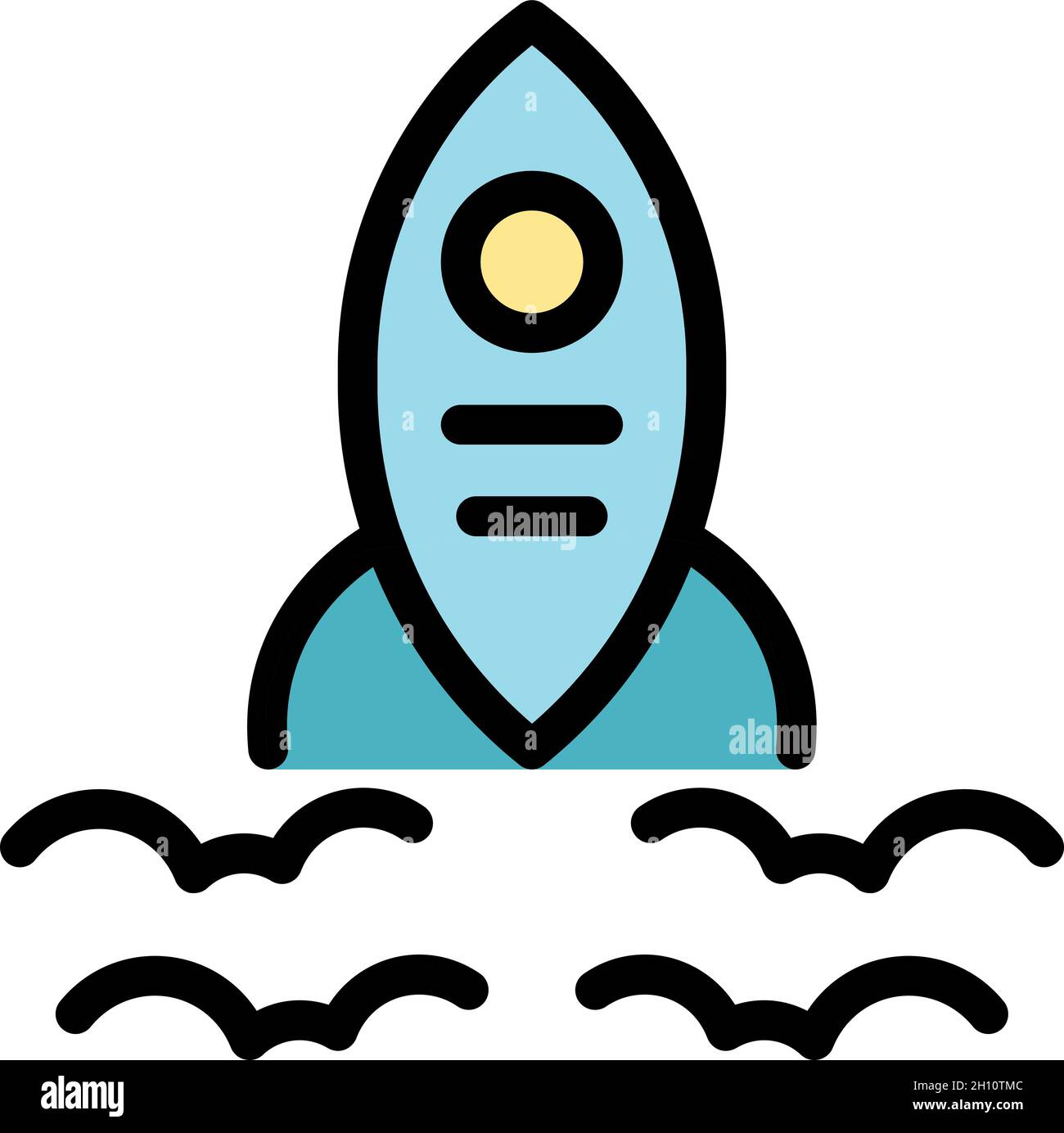 Rocket start icon. Outline rocket start vector icon color flat isolated ...