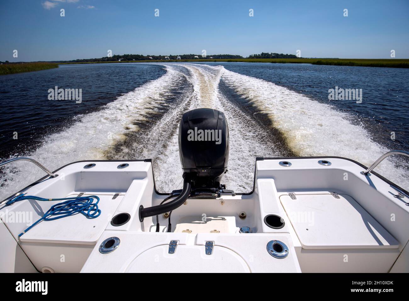 Boat wake - Fishing Creek, Edisto Island, South Carolina, USA Stock ...
