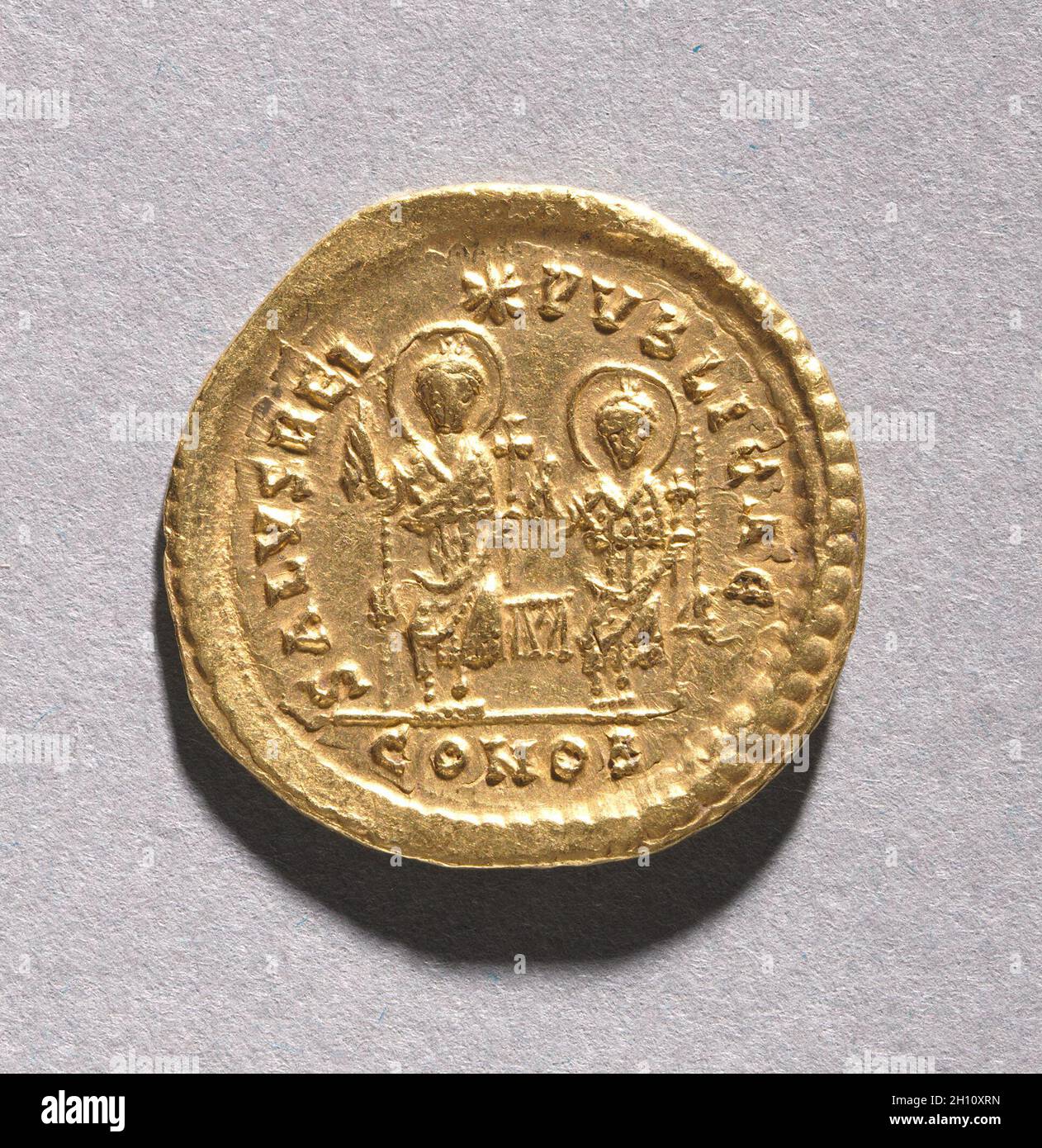 Solidus of Theodosius II and Valentinian III (reverse), 408-425 ...