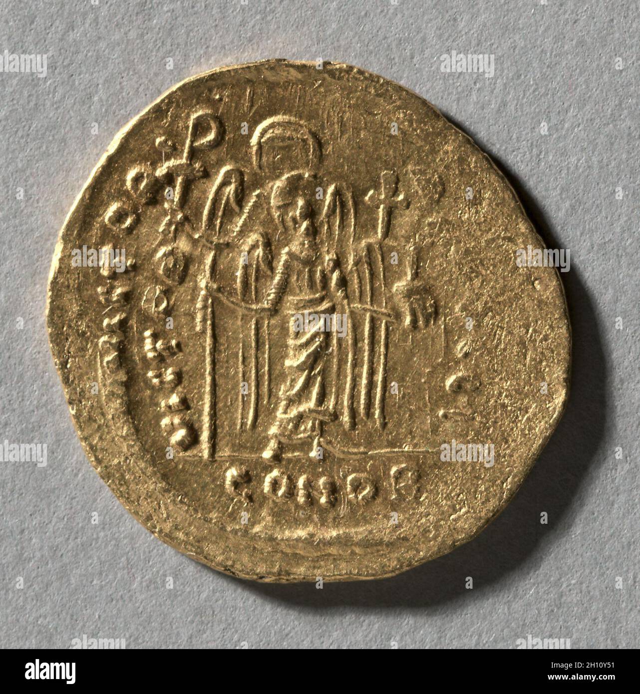 Solidus of Maurice Tiberius, 583-602. Byzantine, 6th-7th century. Gold ...