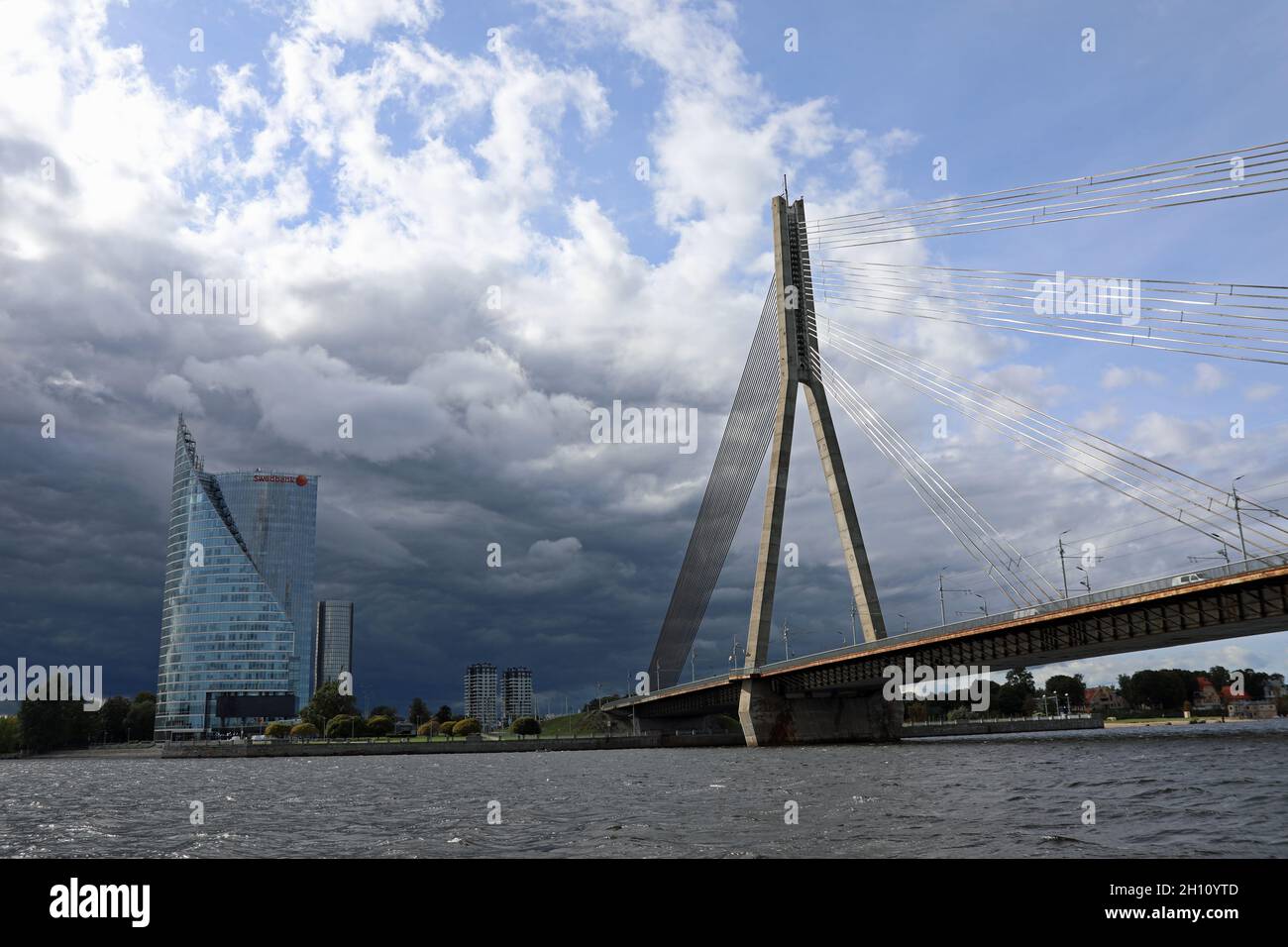 Cable stayed Vansu Bridge at Riga in Latvia Stock Photo - Alamy