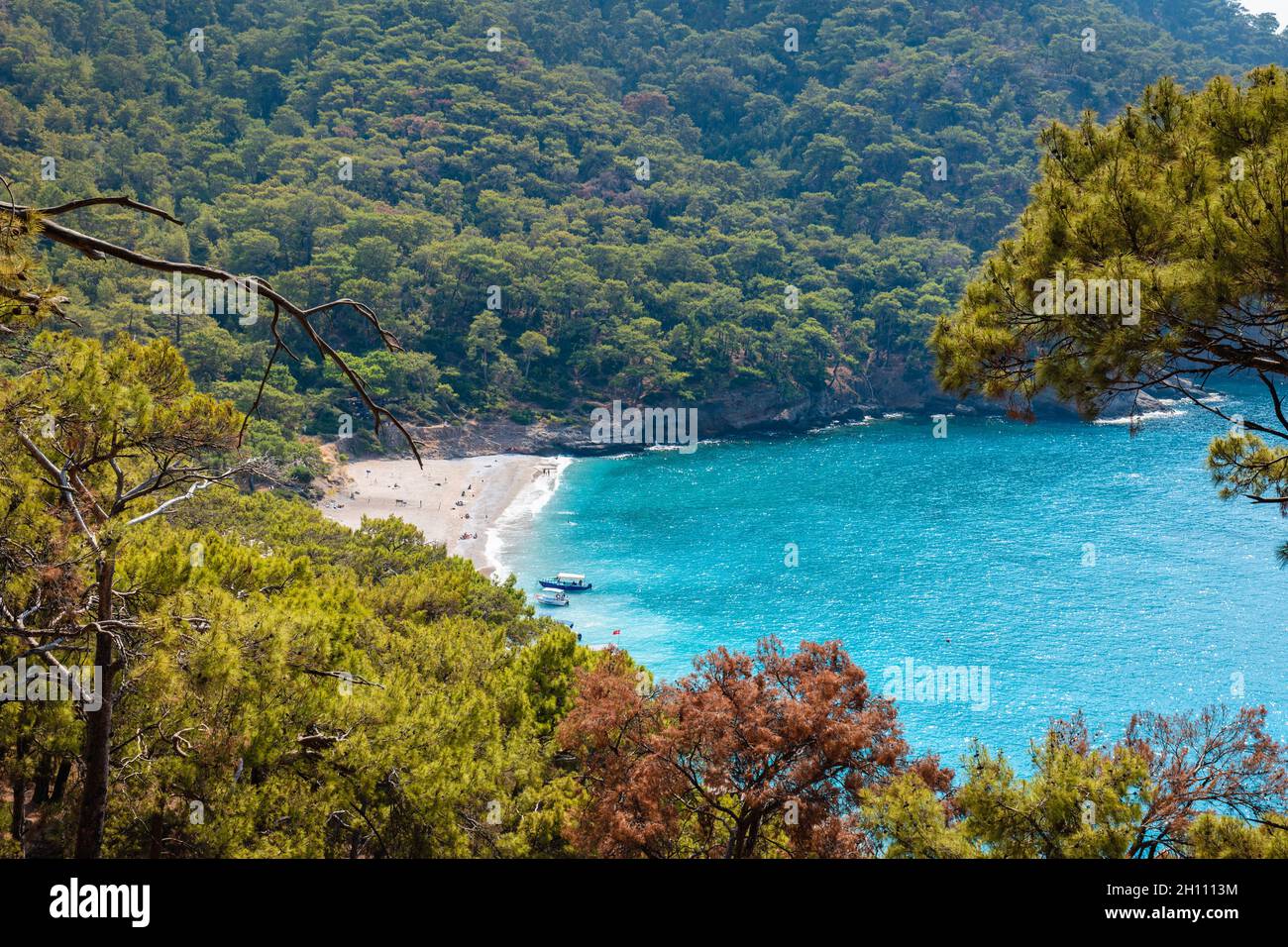Kabak beach, secluded beach along Mediterranean sea near Fethiye ...