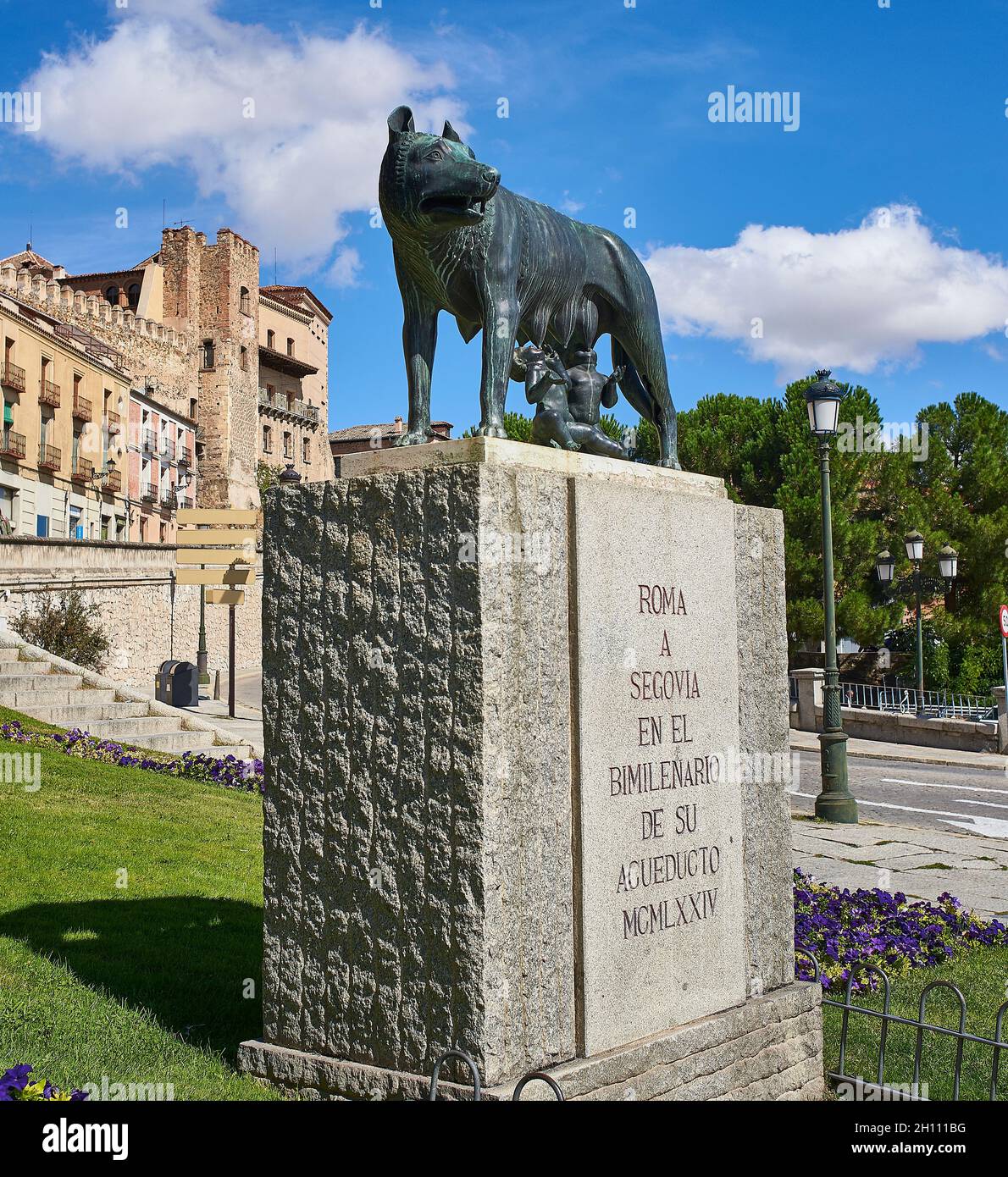 The statue of the she-wolf. Segovia, Castile and Leon, Spain Stock ...