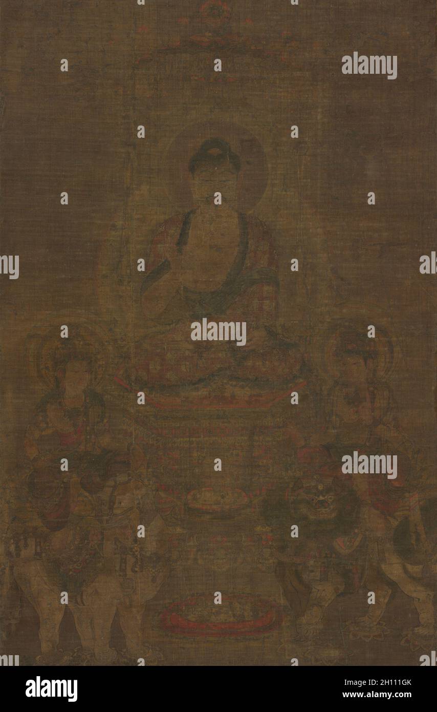 Shakyamuni Triad: Buddha Attended by Manjushri and Samantabhadra, c ...