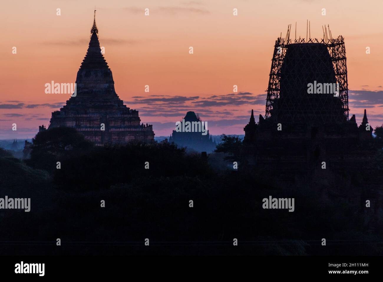 Early morning light skyline of Bagan, Myanmar. Sulamani temple and ...