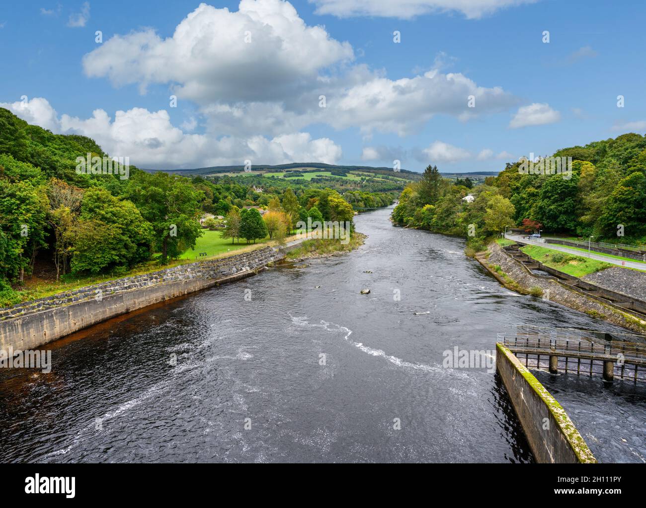 View of the River Trummel from Pitlochry Dam, Pitlochry, Scotland, UK ...