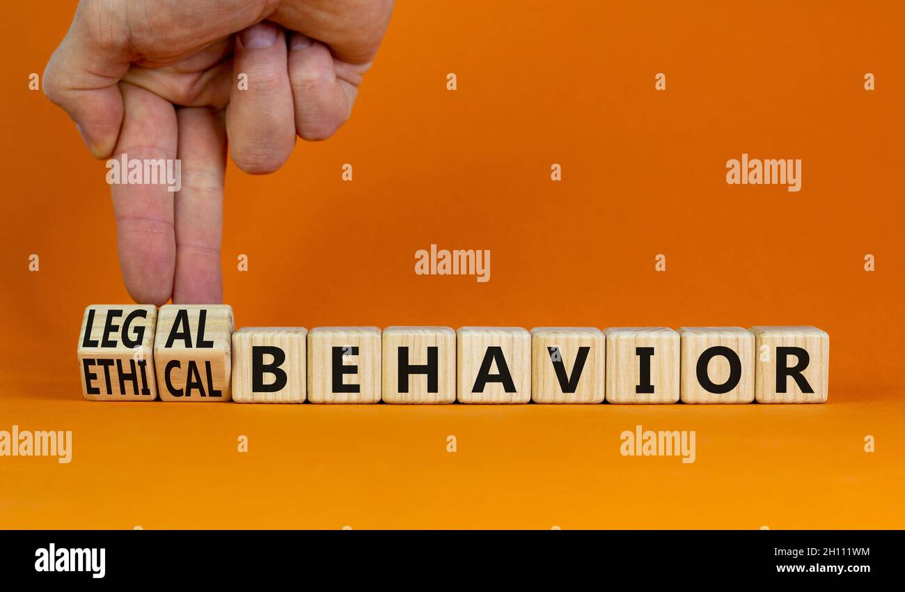Legal or ethical behavior symbol. Businessman turns cubes, changes ...