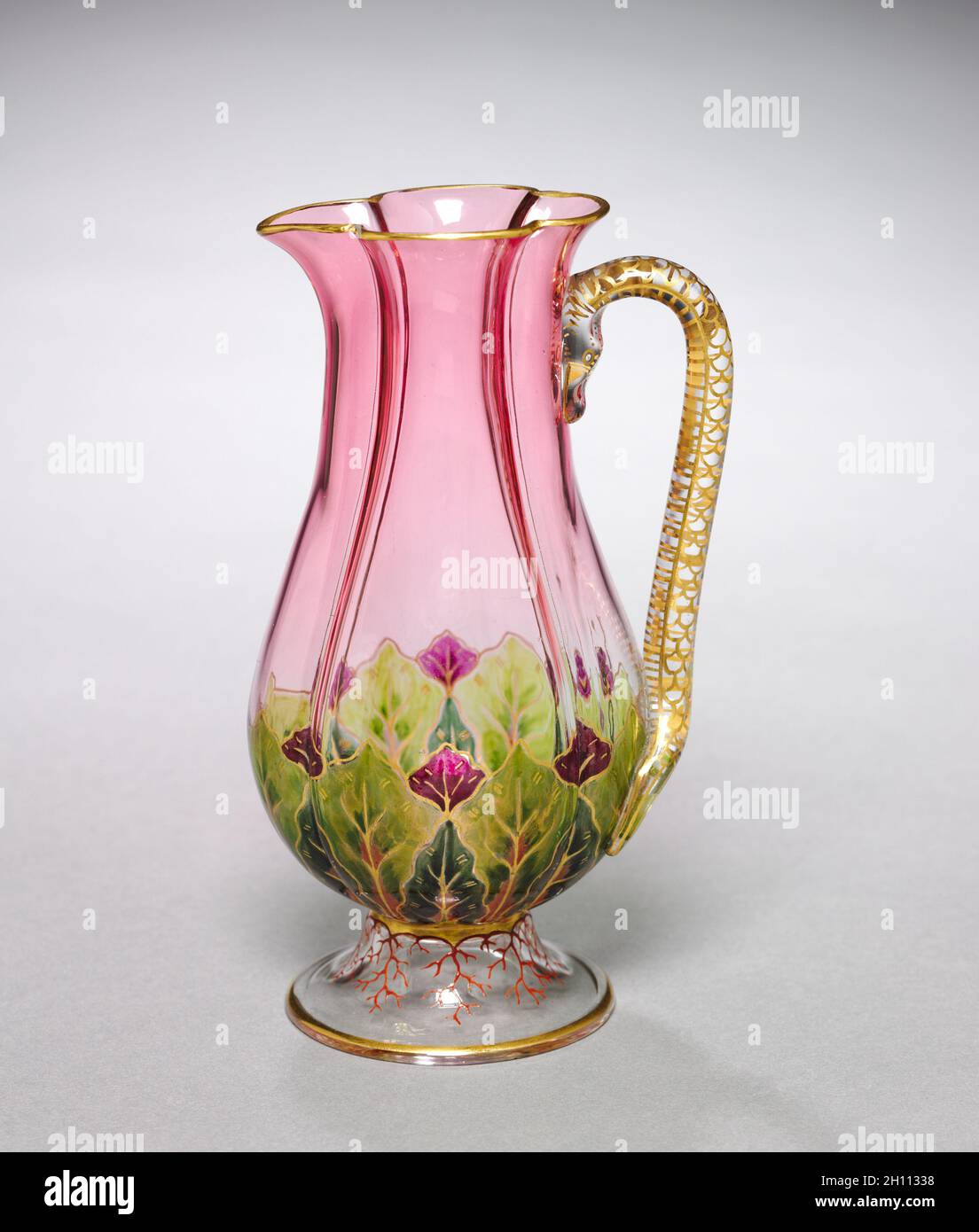 Pitcher, 1800s. J. & L. Lobmeyr (Austrian, Vienna, est. 1823). Enameled ...