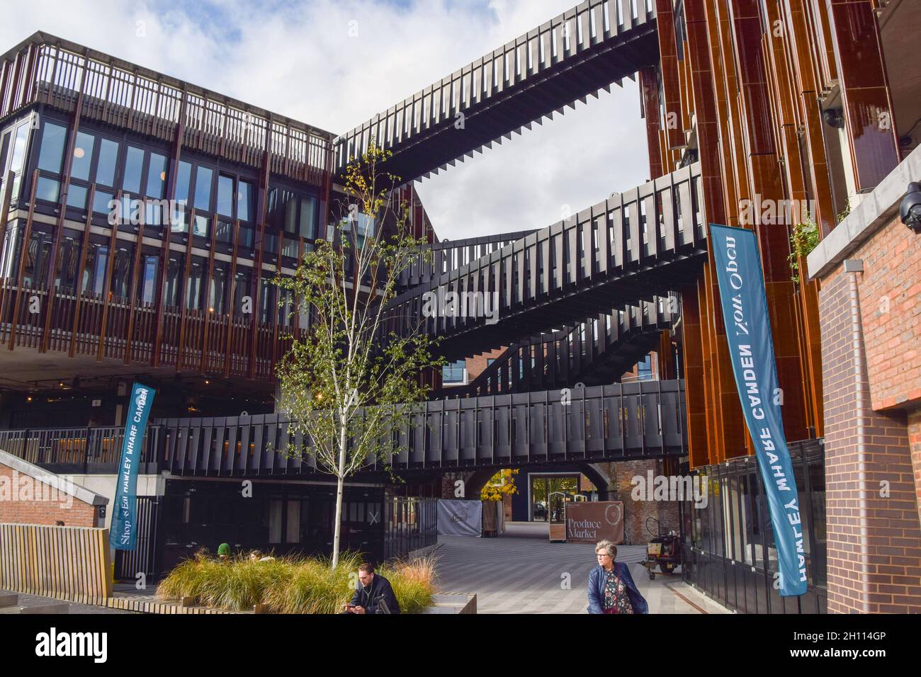 London, UK. 15th October 2021. Hawley Wharf, a new shopping complex and ...