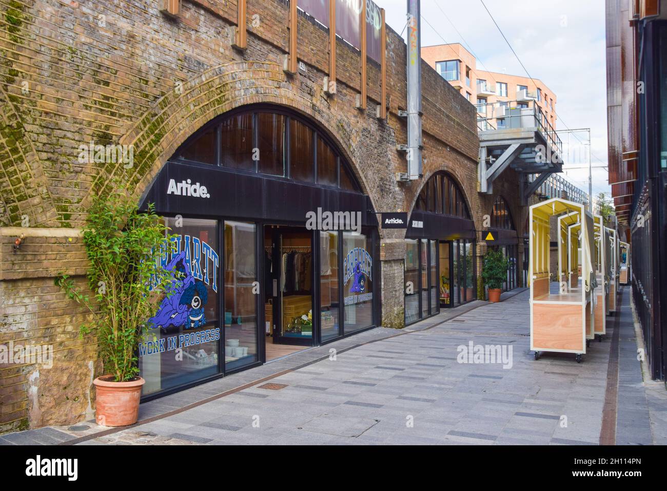 London, UK. 15th October 2021. Hawley Wharf, a new shopping complex and ...