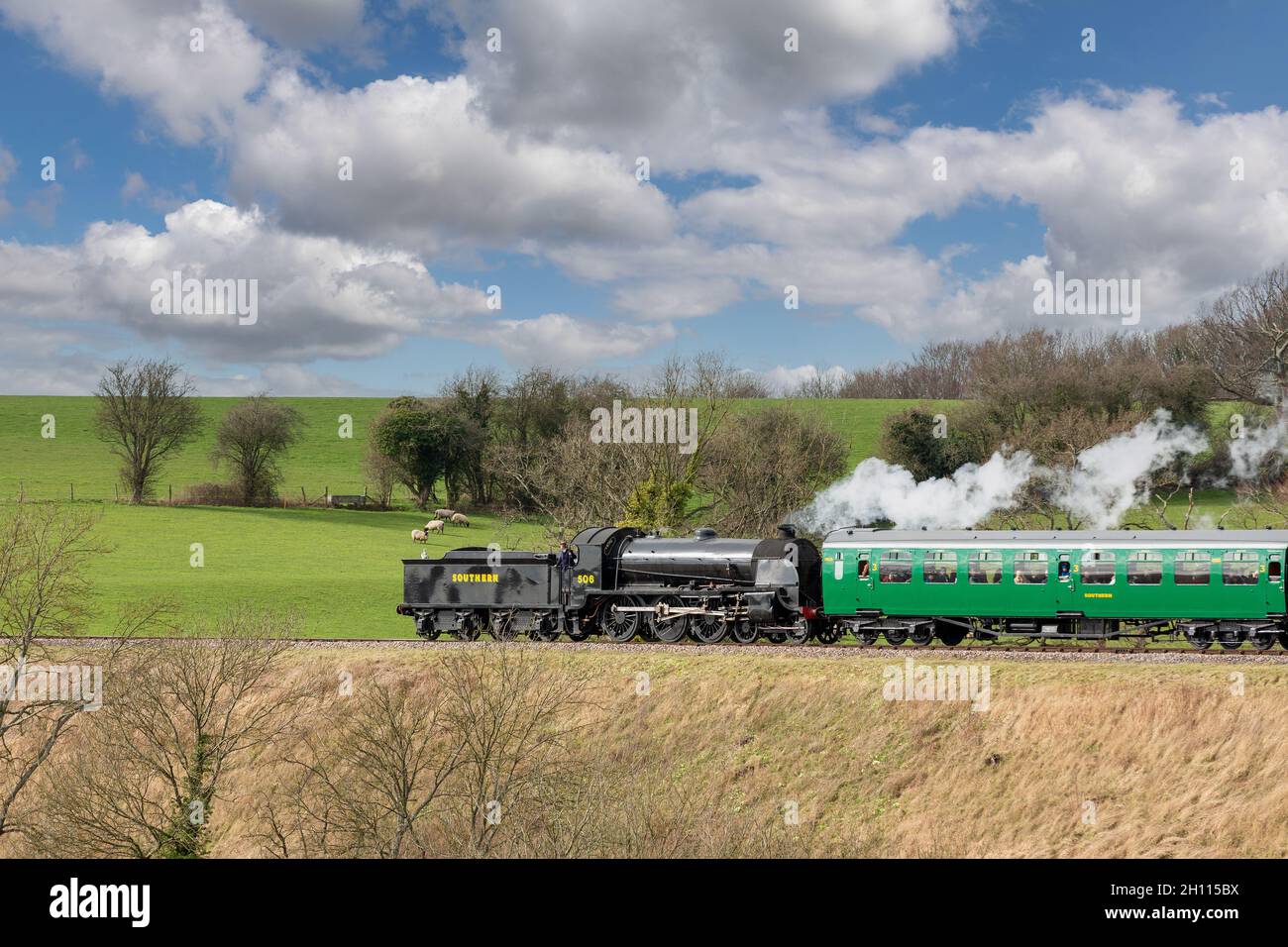 Steam train on a heritage railway in summer Stock Photo - Alamy