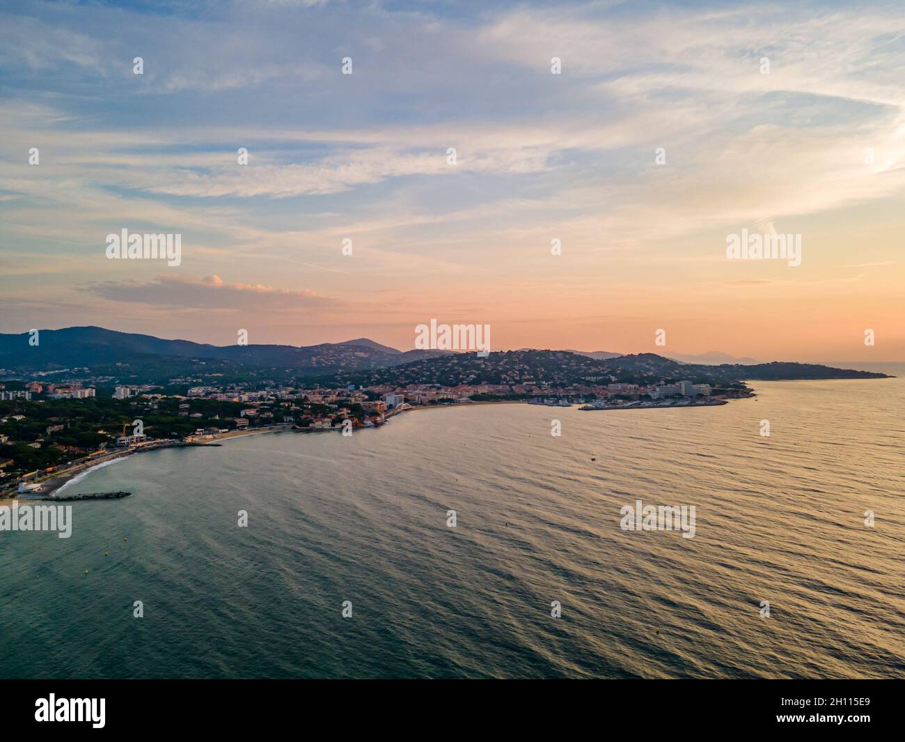 Sunrise over Sainte-Maxime seafront in French Riviera (South of France ...