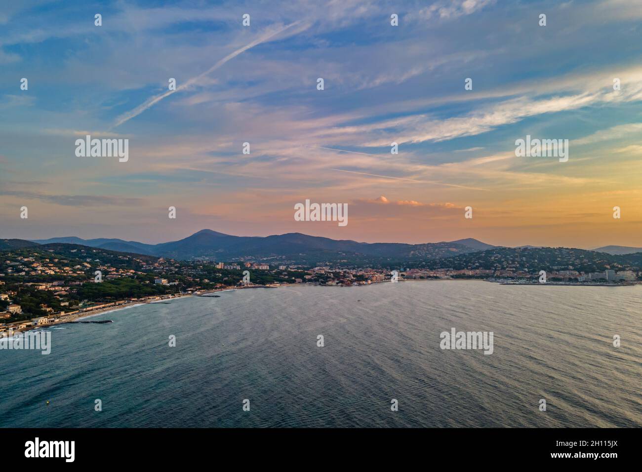 Sunrise over Sainte-Maxime seafront in French Riviera (South of France ...