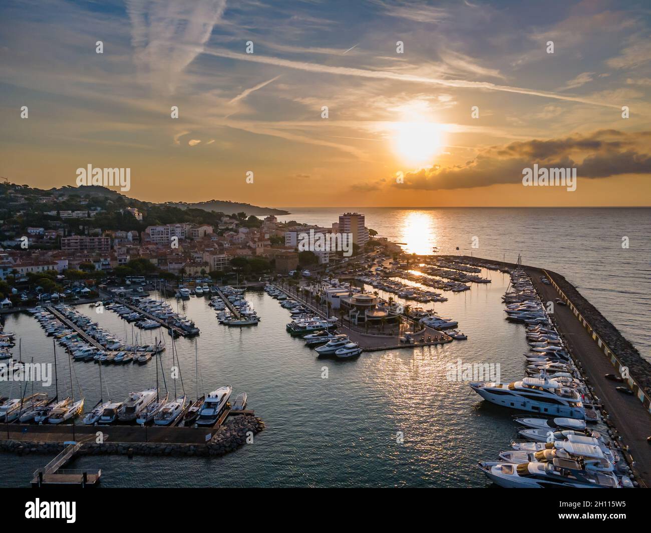 Aerial view of Sainte-Maxime harbor in French Riviera (South of France ...