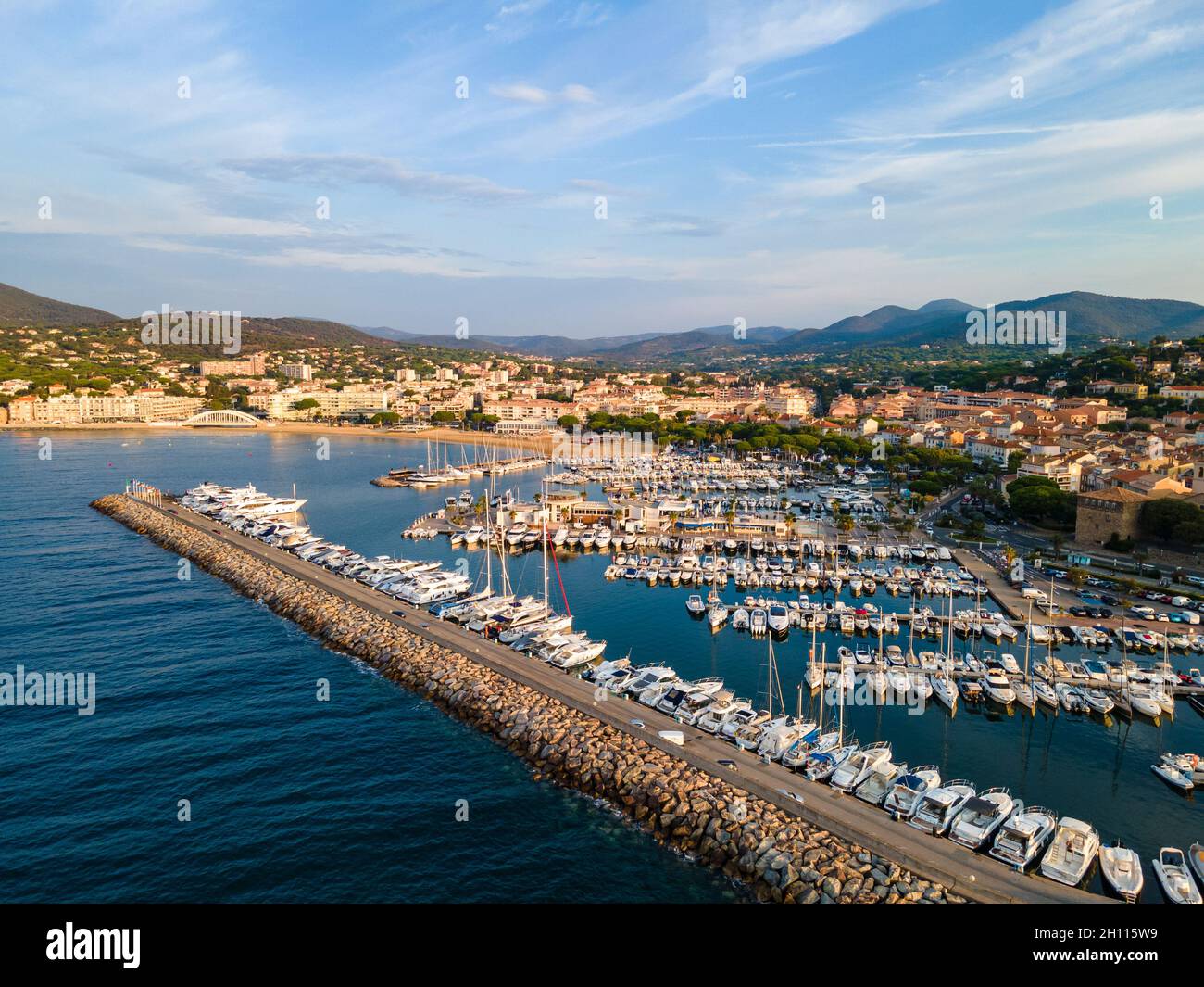 Aerial view of Sainte-Maxime harbor in French Riviera (South of France ...