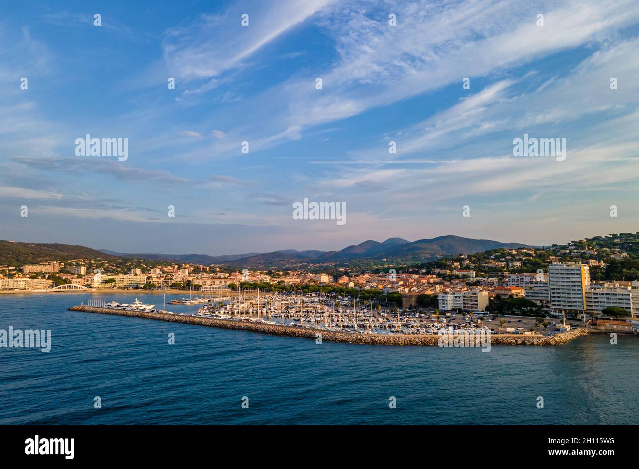 Aerial view of Sainte-Maxime harbor in French Riviera (South of France ...