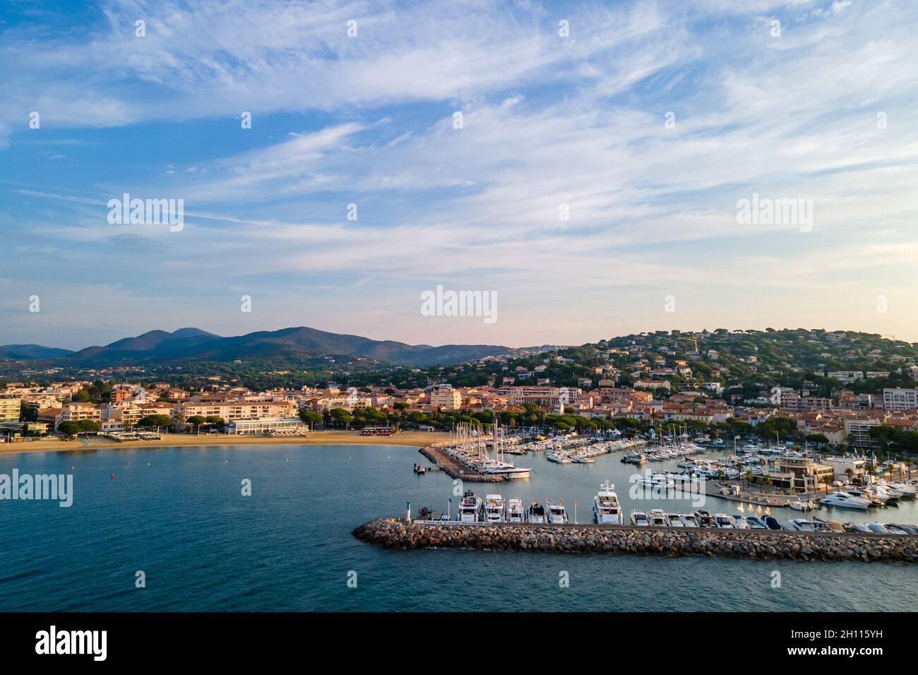 Aerial view of Sainte-Maxime harbor in French Riviera (South of France ...