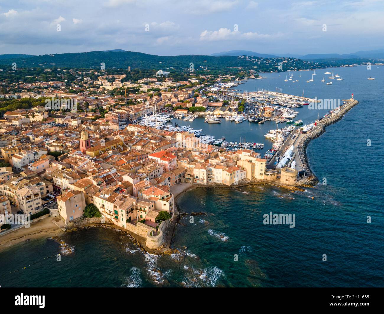Aerial view of Saint-Tropez city in French Riviera (South of France ...