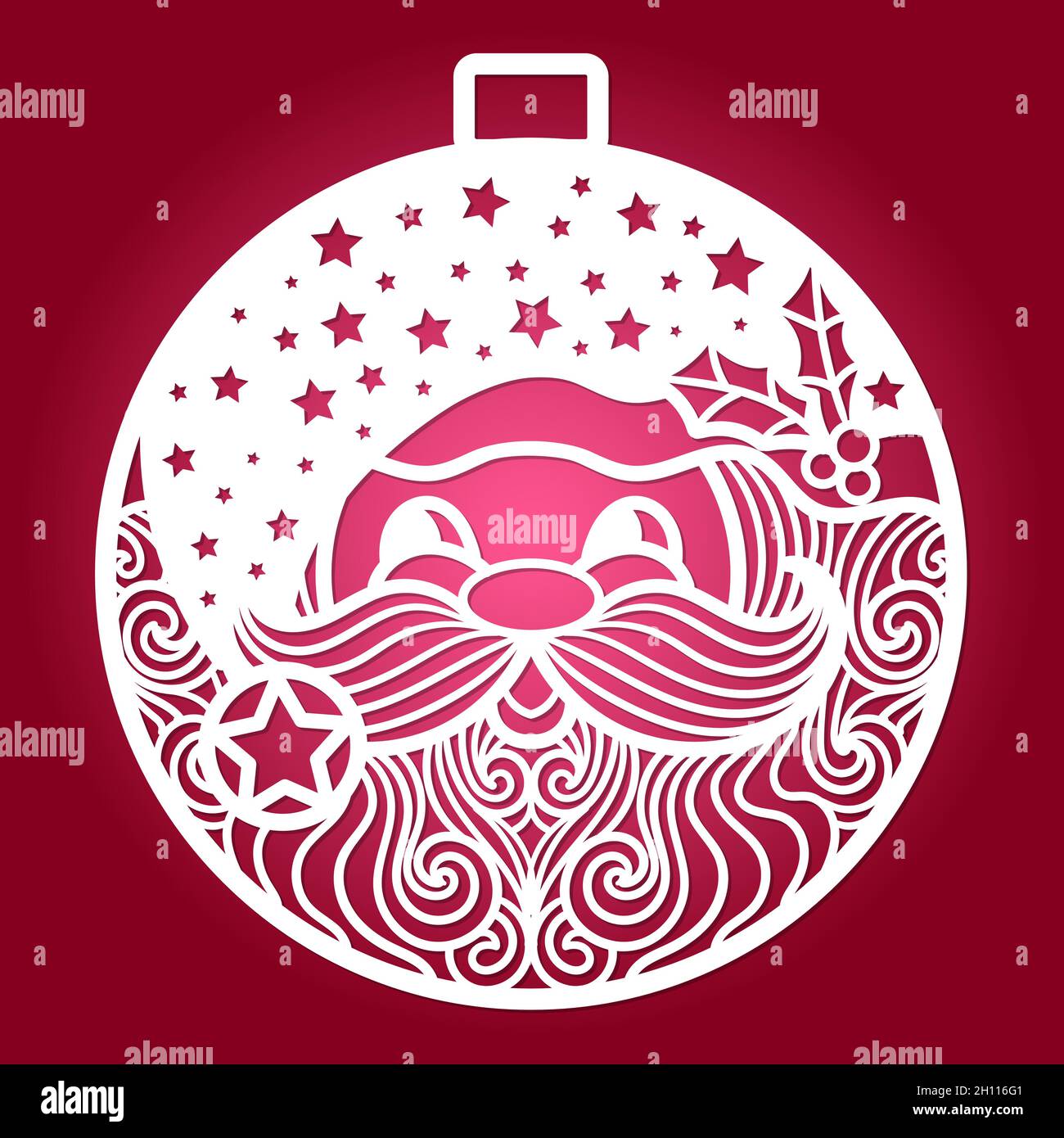 Laser cutting template. Santa. Christmas tree decoration. Vector Stock ...