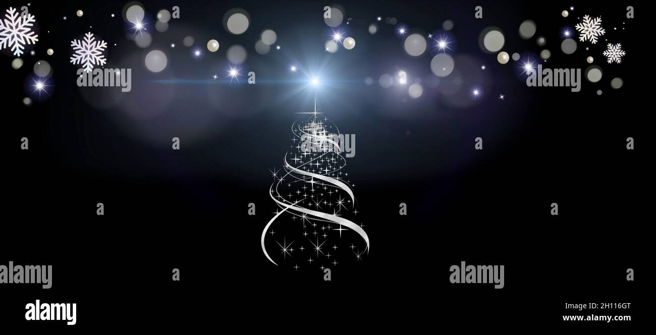Festive background with bokeh lights and Christmas tree Stock Photo - Alamy