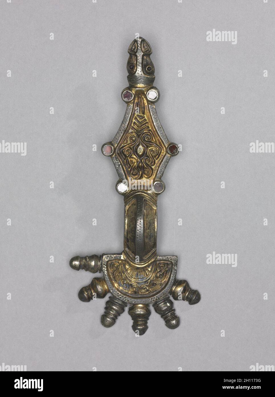 Fibula, 500s. Ostrogothic, Migration period, 6th century. Gilt silver ...
