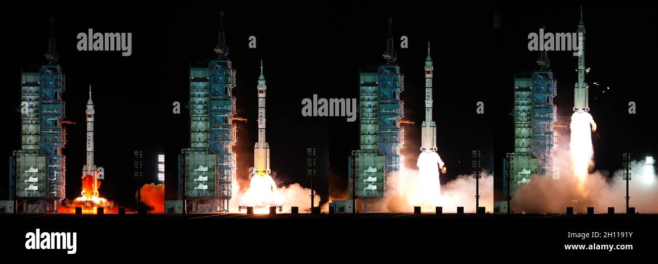 Jiuquan, China. 16th Oct, 2021. Jiuquan, Jiuquan Satellite Launch ...