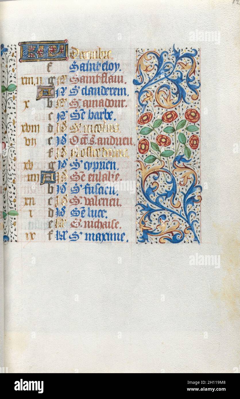 Book of Hours (Use of Rouen): fol. 12r, Calendar Page for December, c ...