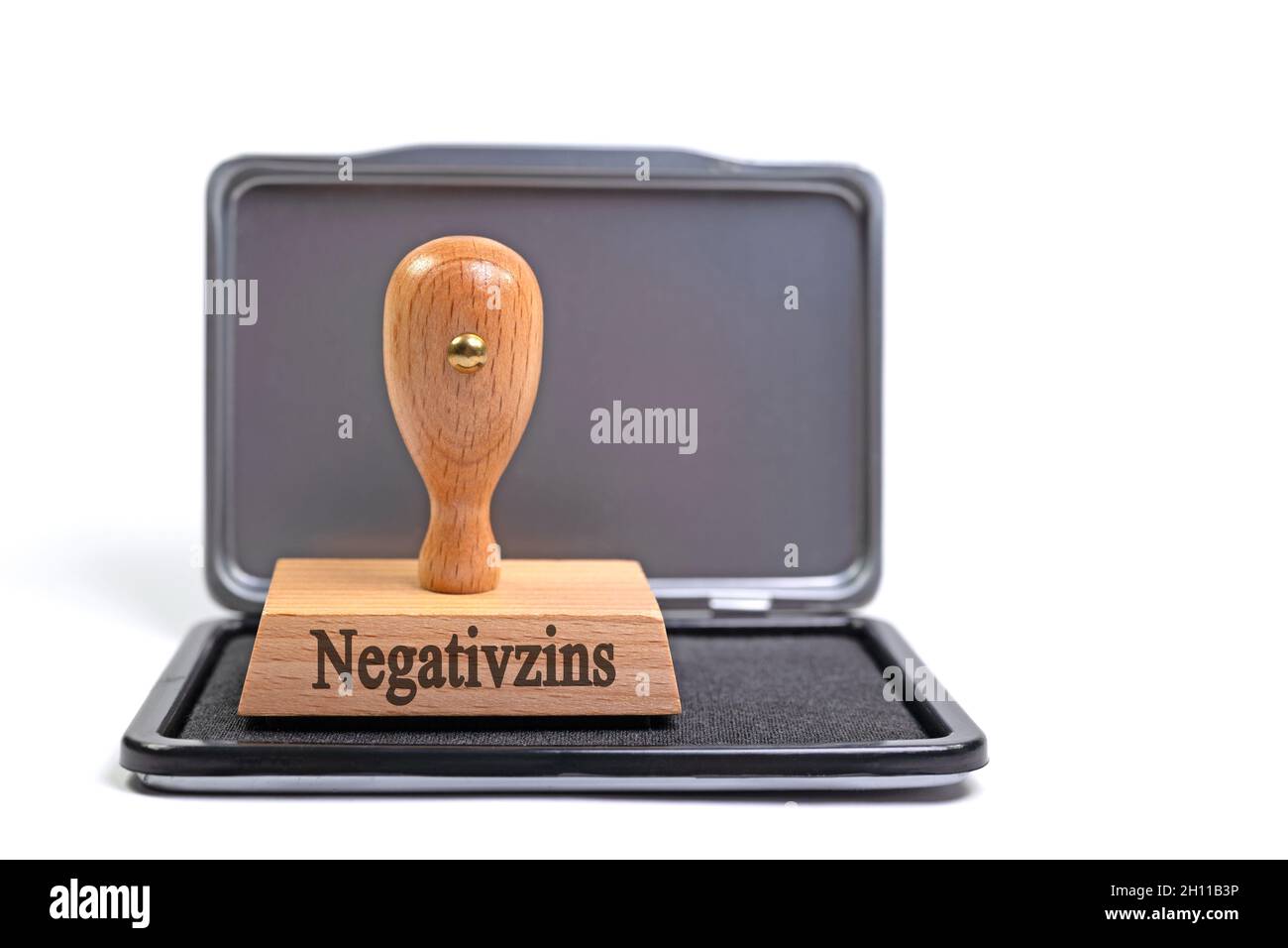 Stamp with the imprint "Negativzins", translation "Negative interest ...