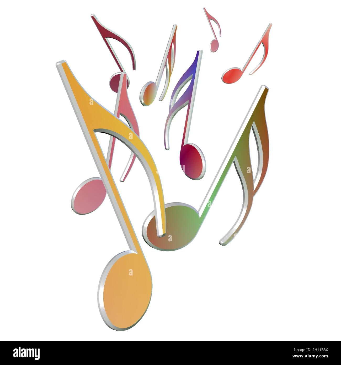 Music notes against white background, 3d illustration Stock Photo - Alamy