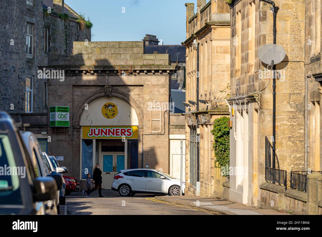 15 October 2021. Elgin, Moray, Scotland, UK. This is a street scene ...