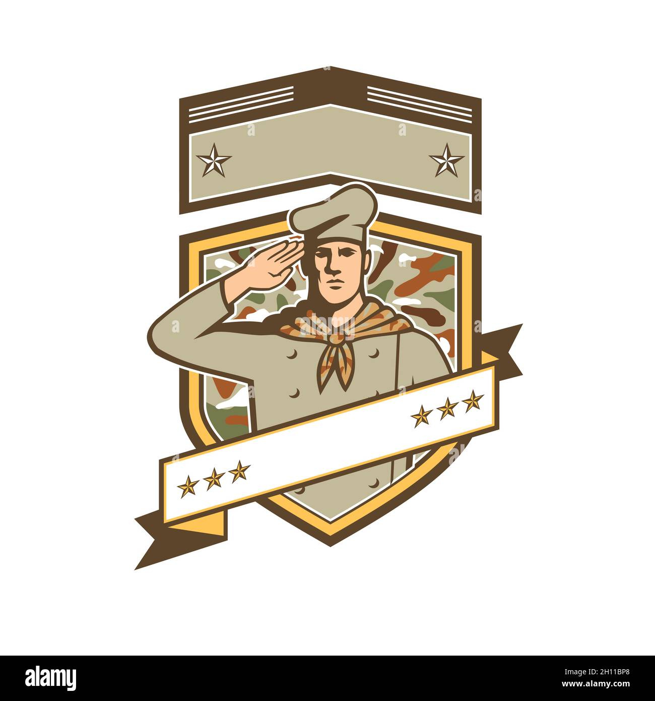Military Chef Cook Wearing Camouflage Uniform Saluting Set Inside Camo ...