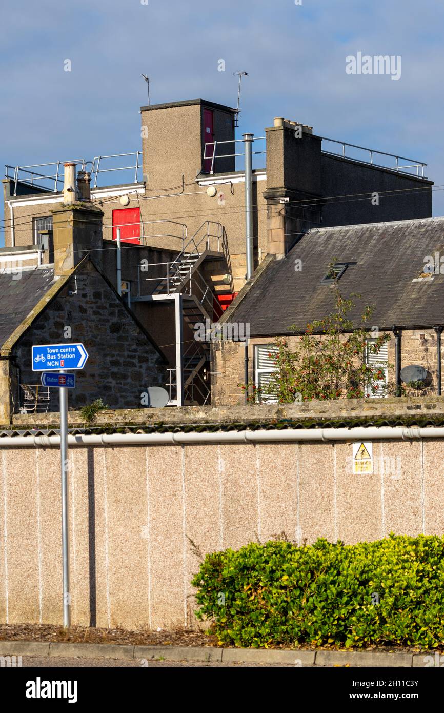 15 October 2021. Elgin, Moray, Scotland, UK. This is a street scene ...