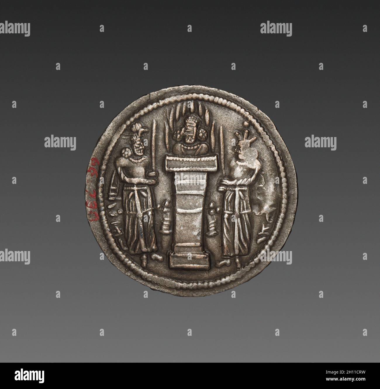 Drachm: Fire altar with bust of Hormizd II, Zoroastrian priest holding ...