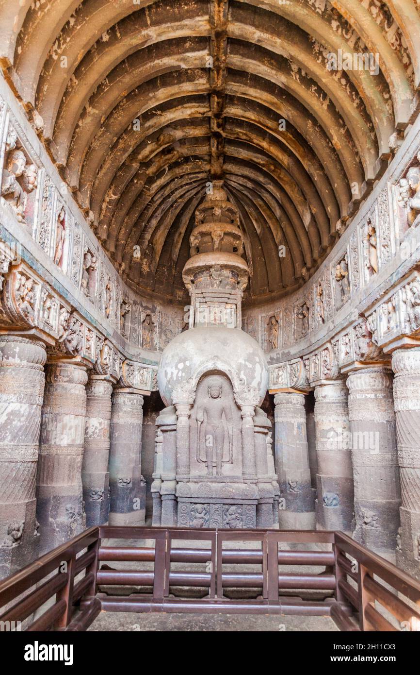 Ajanta caves interior hi-res stock photography and images - Alamy