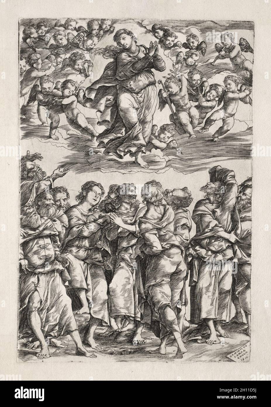 The Assumption of the Virgin, 1517. Domenico Campagnola (Italian, 1500 ...