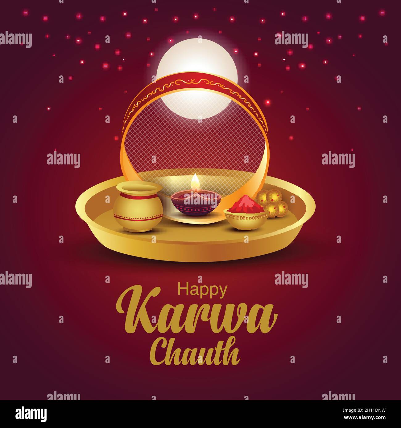 india traditional festival happy karwa chauth vector illustration ...