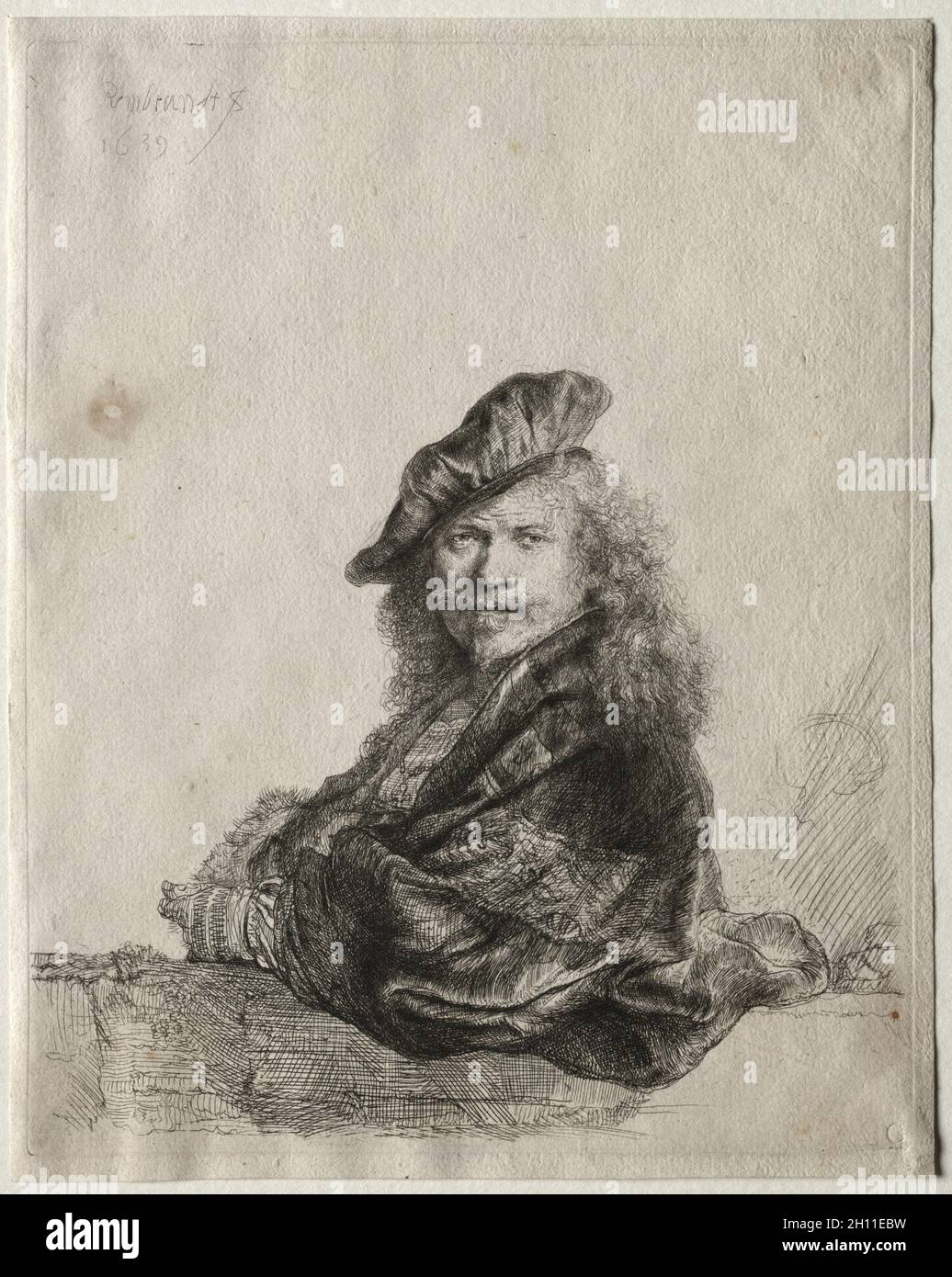 Self-Portrait Leaning on a Stone Sill, 1639. Rembrandt van Rijn (Dutch ...