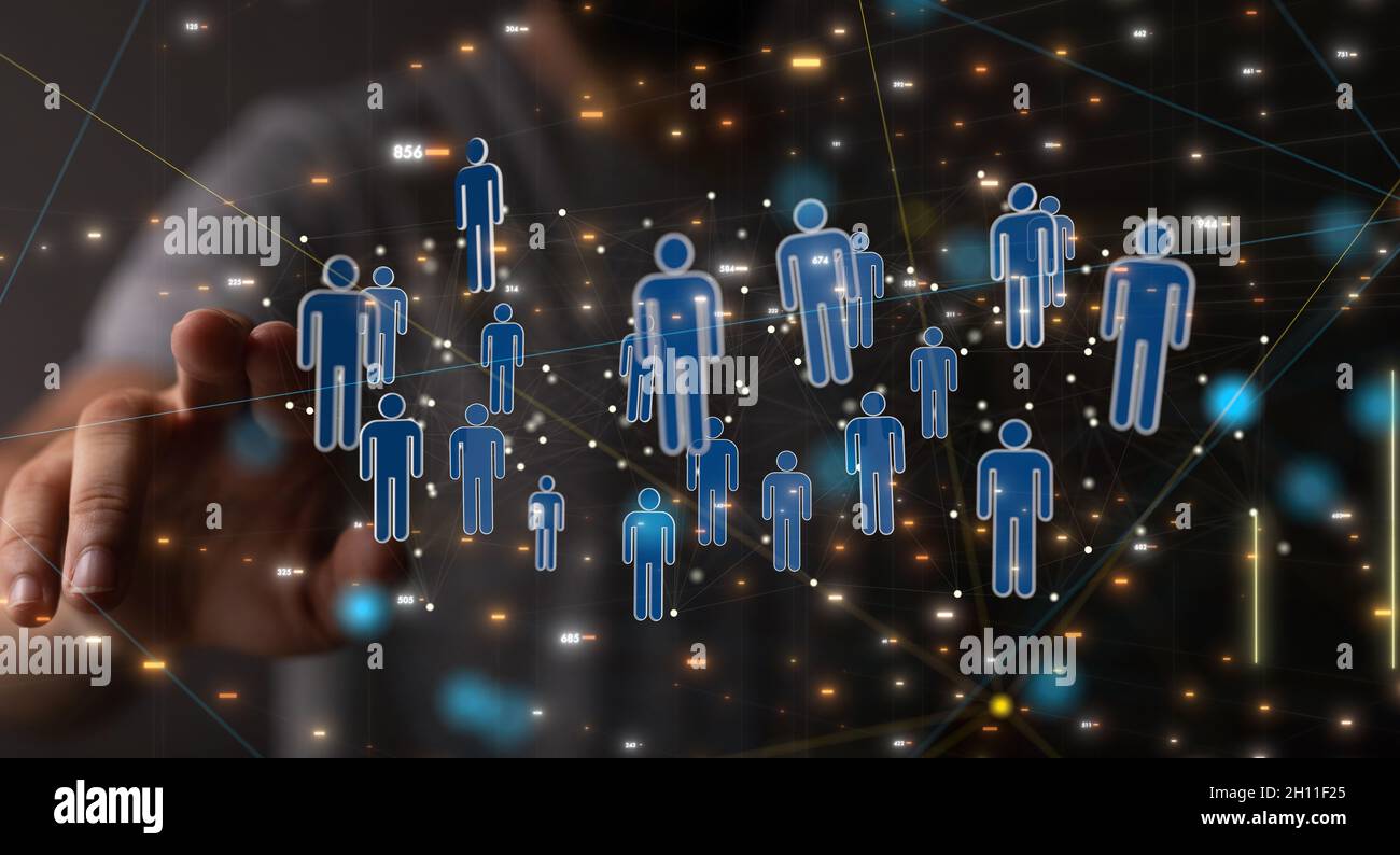 Human hand showing internet net and data digital concept teamwork Stock ...