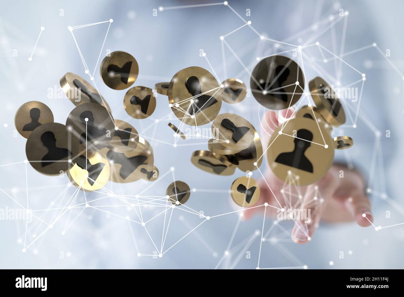 Human hand showing internet net and data digital concept teamwork Stock ...