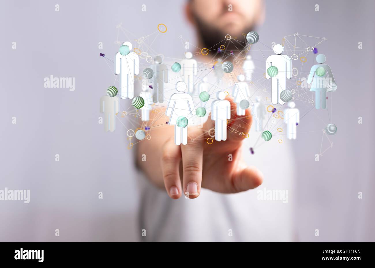 Human hand showing internet net and data digital concept teamwork Stock ...