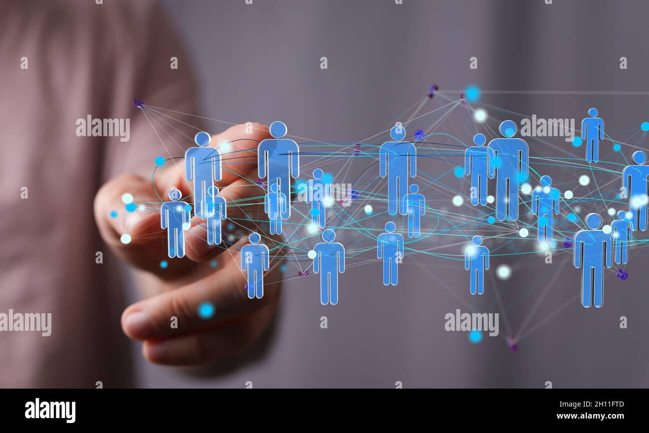 Human hand showing internet net and data digital concept teamwork Stock ...